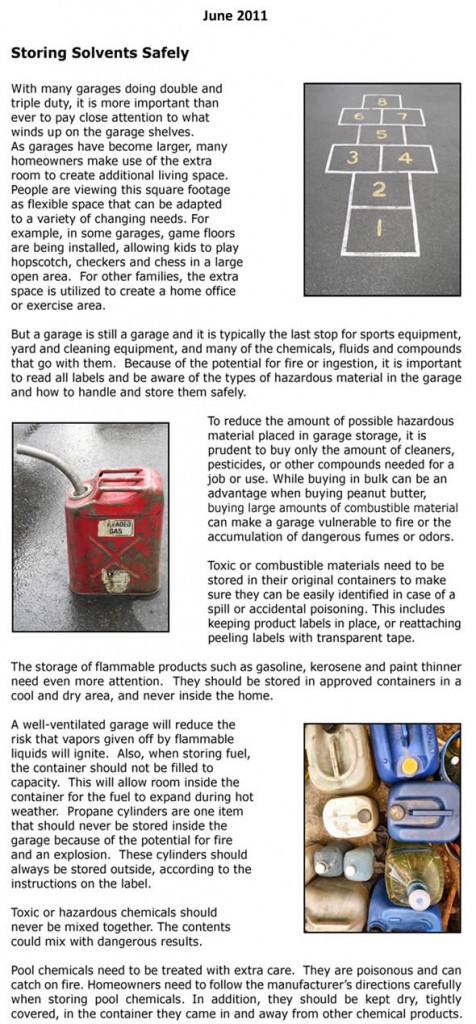 Storing Solvents Safely - Seattle Home Inspection